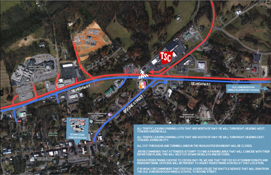 Jonesborough Days Firework Exit Map - Town of Jonesborough, Tennessee